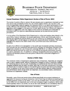 2021 Boardman PD Use of Force Review - Boardman Police