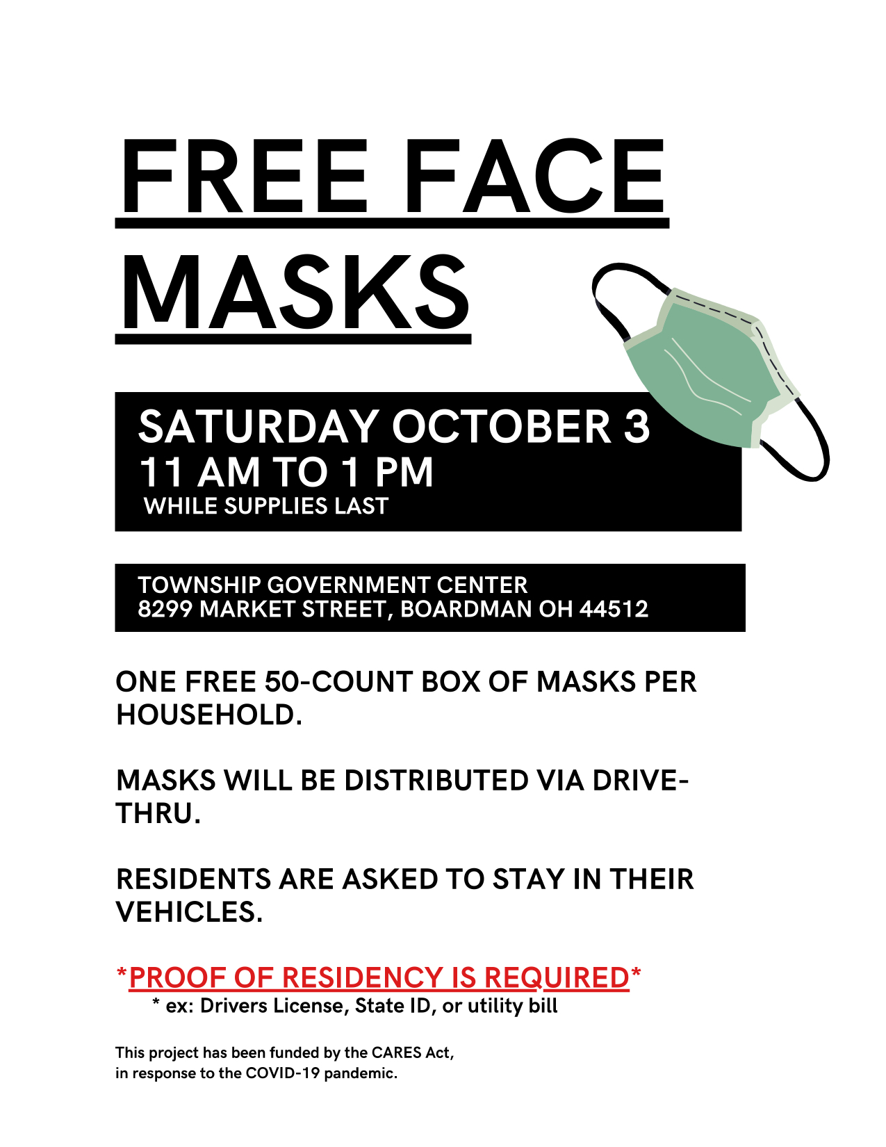 Free Face Masks for Boardman Residents at Oct. 3 Event - Boardman ...